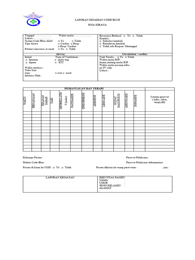 Form Laporan Kejadian Code Blue | PDF