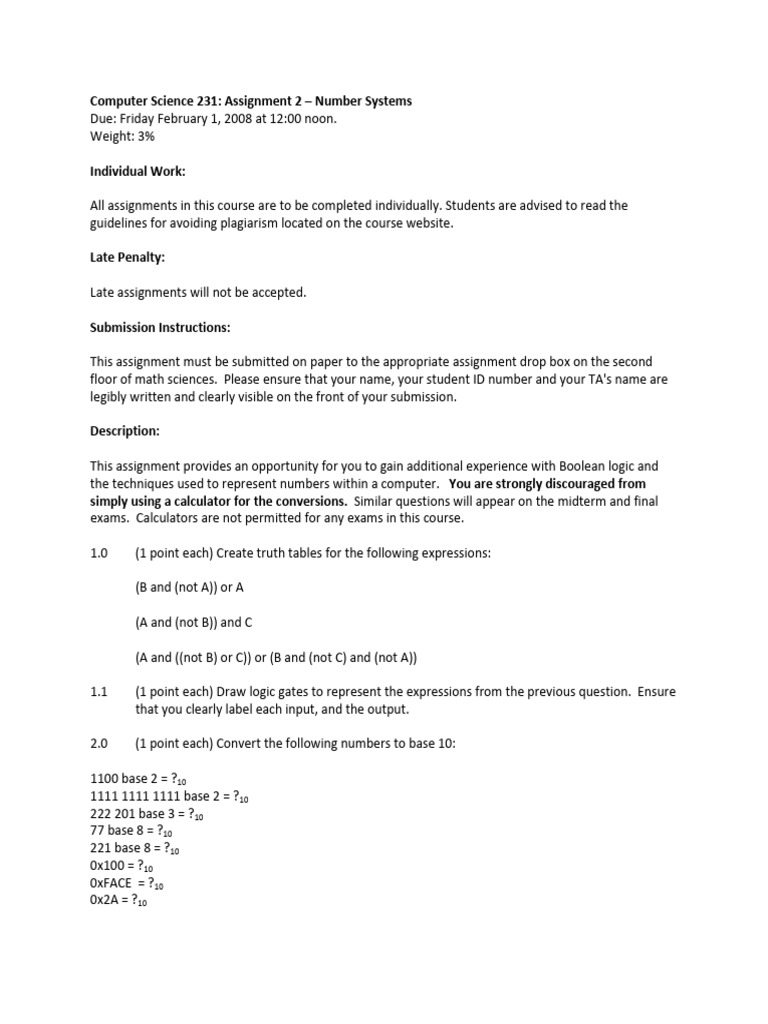 Assignment 2 | PDF | Decimal | Arithmetic