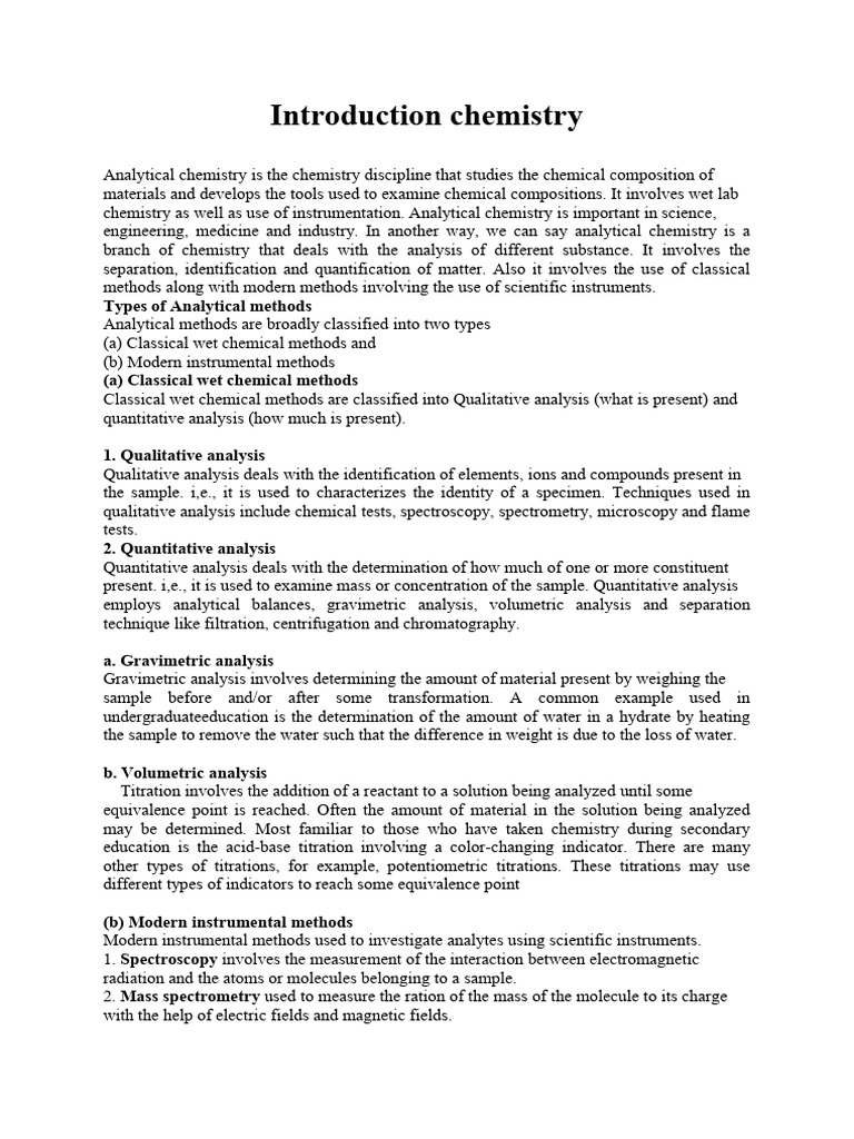Introduction Chemistry | PDF | Analytical Chemistry | Titration
