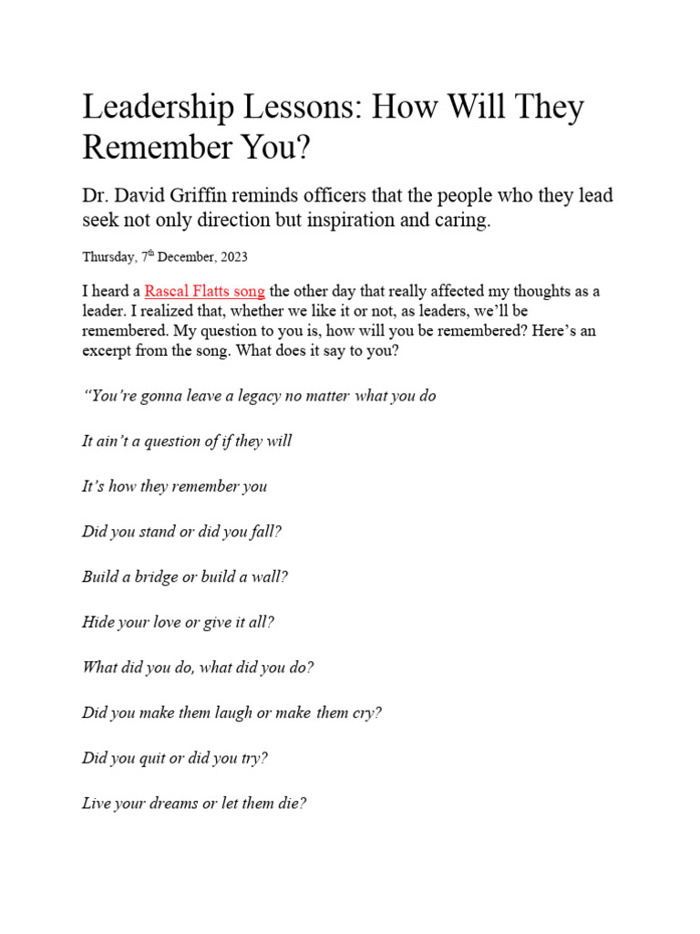 Leadership Leason 1 | PDF