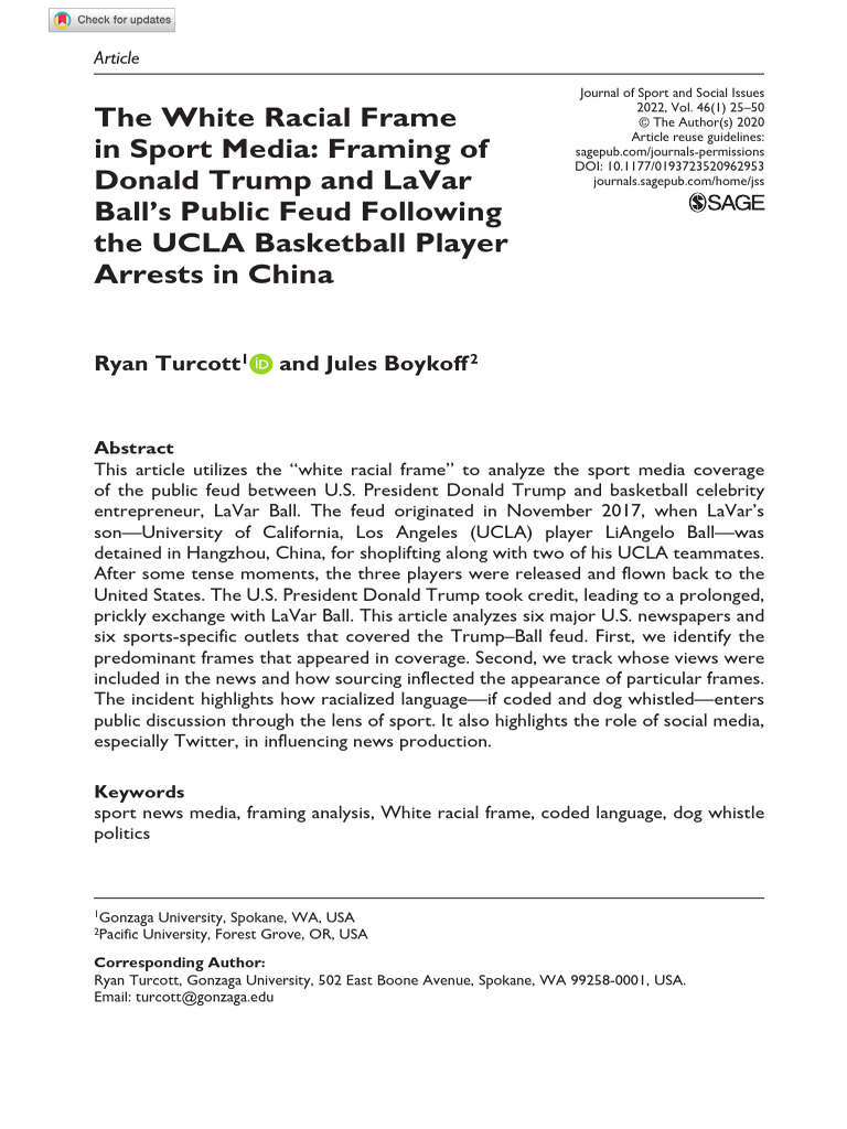 Turcott Boykoff 2020 The White Racial Frame in Sport Media Framing of ...