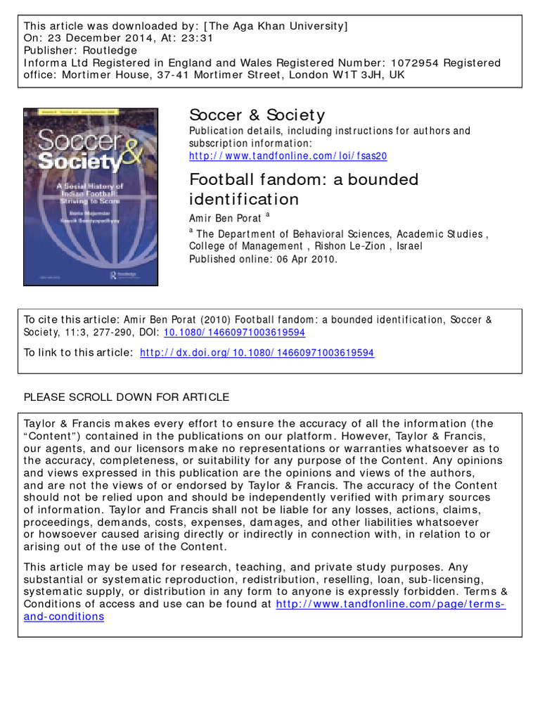 Football Fandom | PDF | Identity (Social Science) | Experience