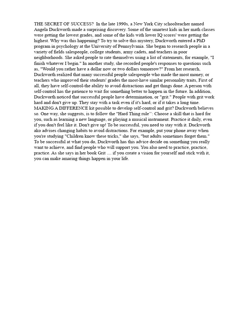 The Secret of Success | PDF | Self-Improvement