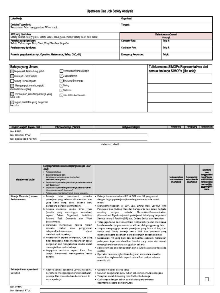 JSA Penyiraman Jalan Ok | PDF