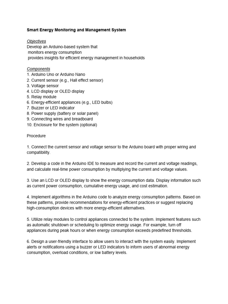 Smart Energy Monitoring and Management System | PDF | Energy ...