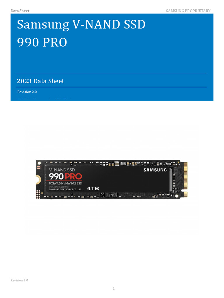 Samsung Nvme SSD 990 Pro Datasheet Rev.2.0 | PDF | Solid State Drive ...