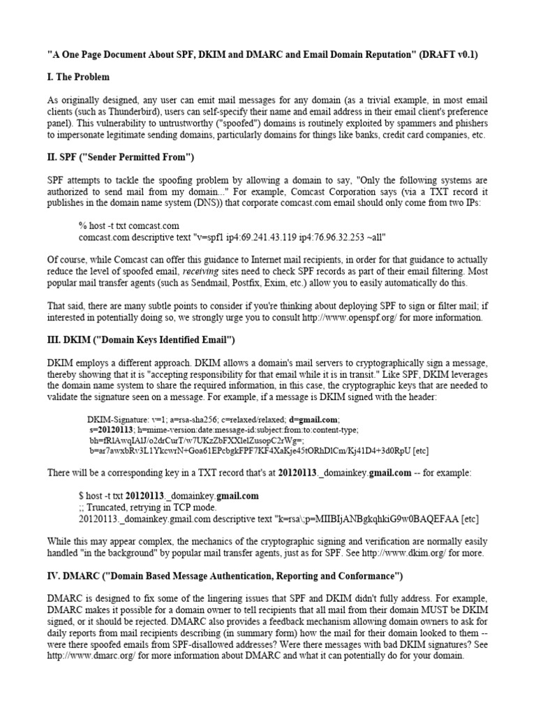 SPF Dkim Dmarc | PDF | Communications Protocols | Authentication