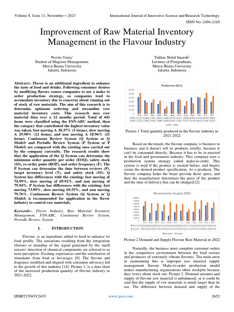 Flavour Industry Inventory Optimization | PDF | Inventory | Demand