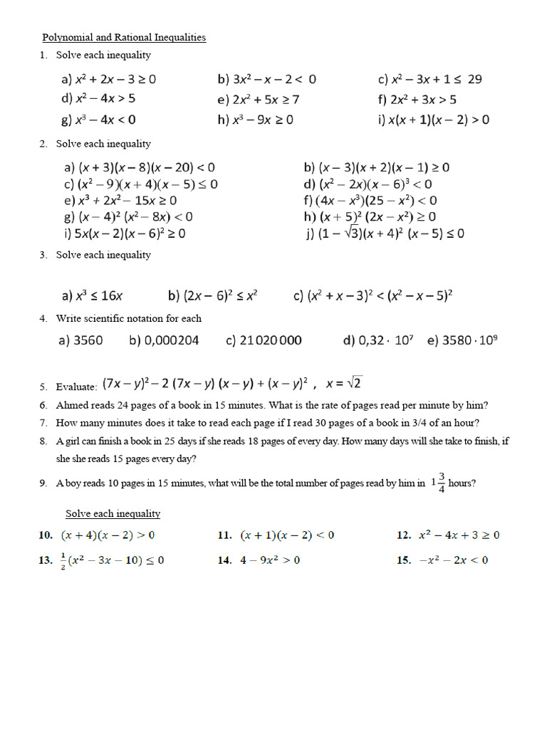 Polynomial and Rationalinequalities | PDF
