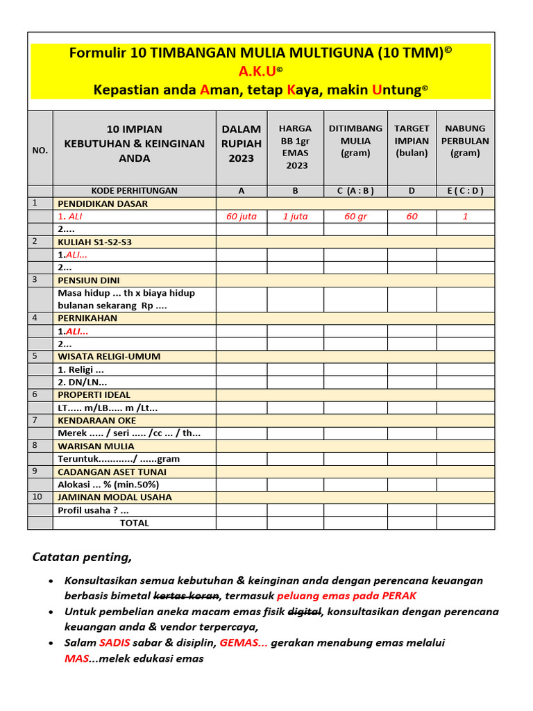Formulir 10 TMM | PDF