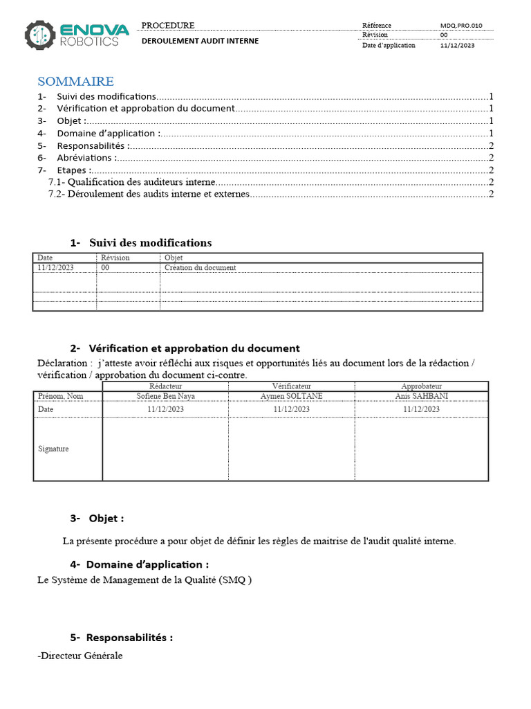 PR-DIR-02 Procedure Audit Interne | PDF | Audit | Système de management de la qualité
