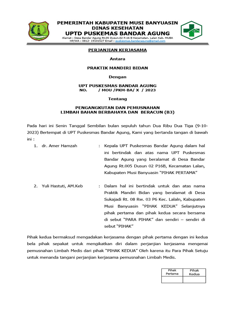 MOU LIMDIS Bidan Yuli Hastuti | PDF