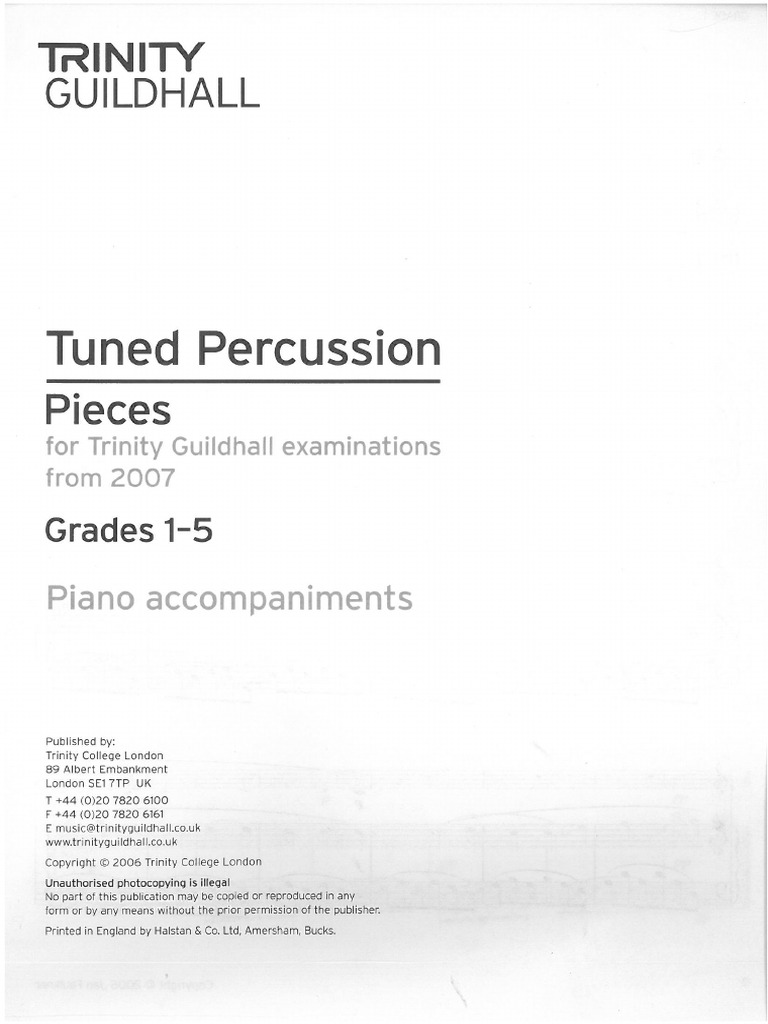 Trinity Guildhall Tunes Percussion 1 5 Piano Parts | PDF