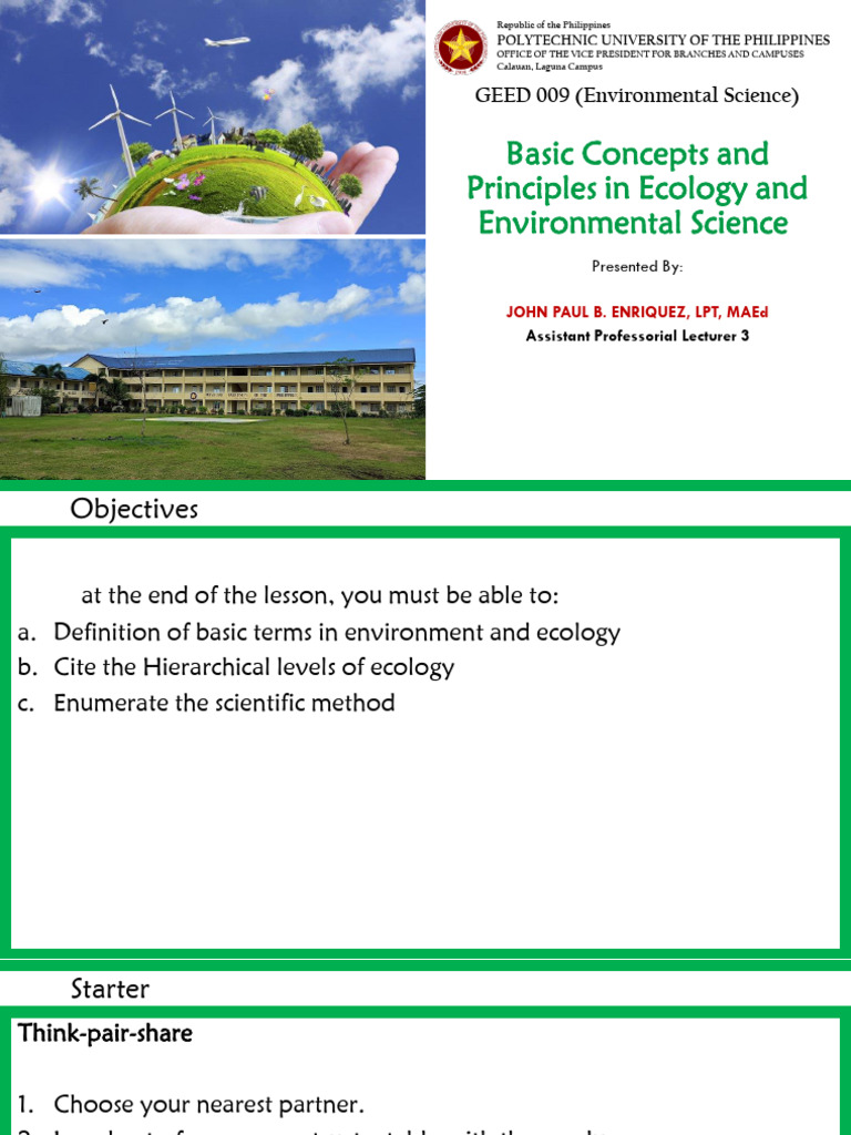 Week 2 Basic Concepts and Principles in Ecology and Environmental ... Week 2 Basic Concepts and Principles in Ecology and Environmental ...