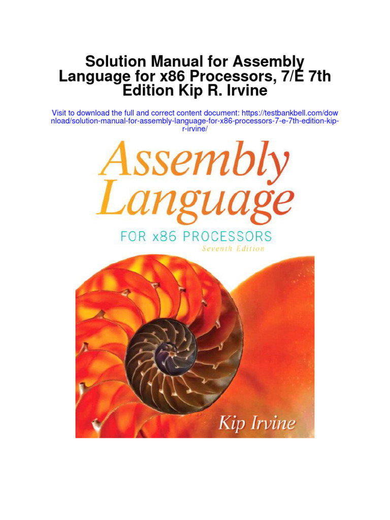 Solution Manual For Assembly Language For X86 Processors 7 E 7th