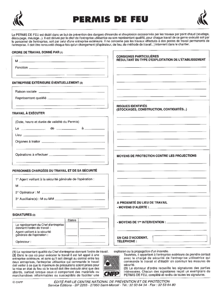 A12 - 1 Modele Permis de Feu | PDF