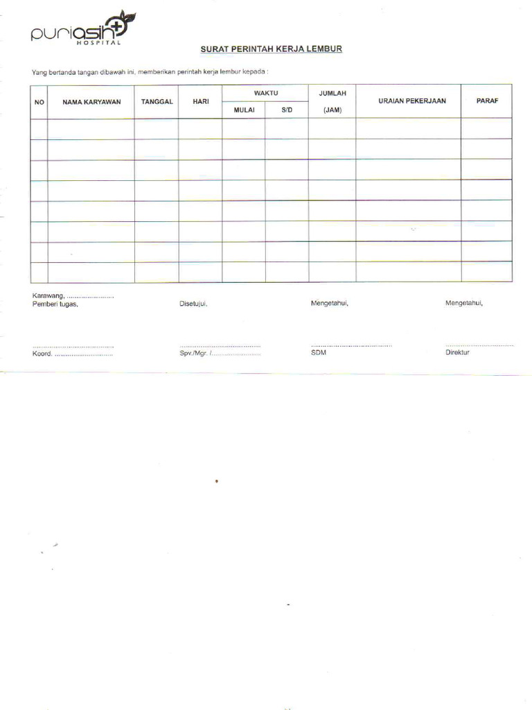 Form Perintah Lembur | PDF