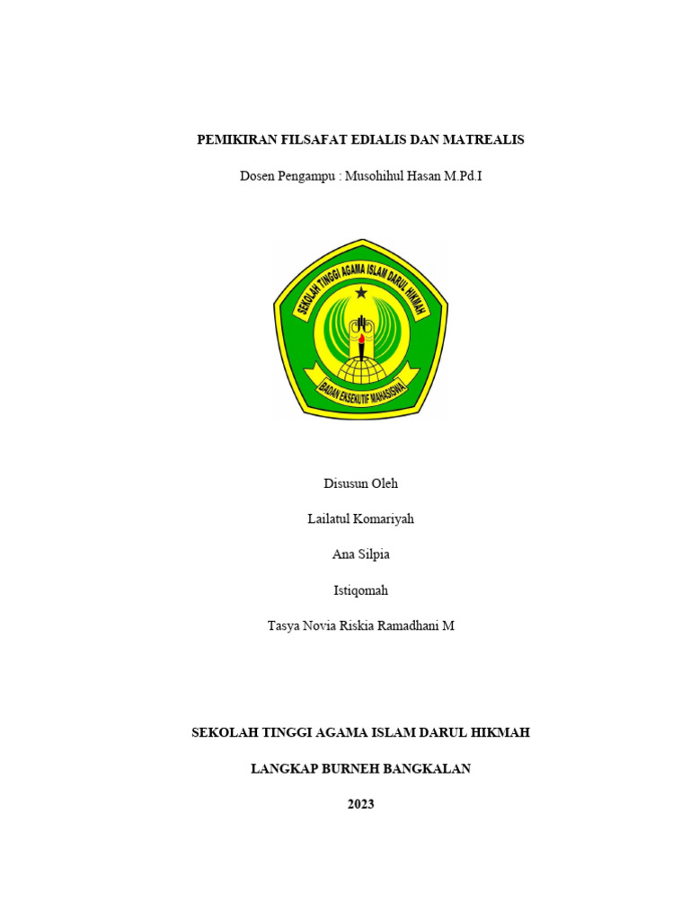 Filsafat Materialisme Dan Idealisme | PDF | Filsafat