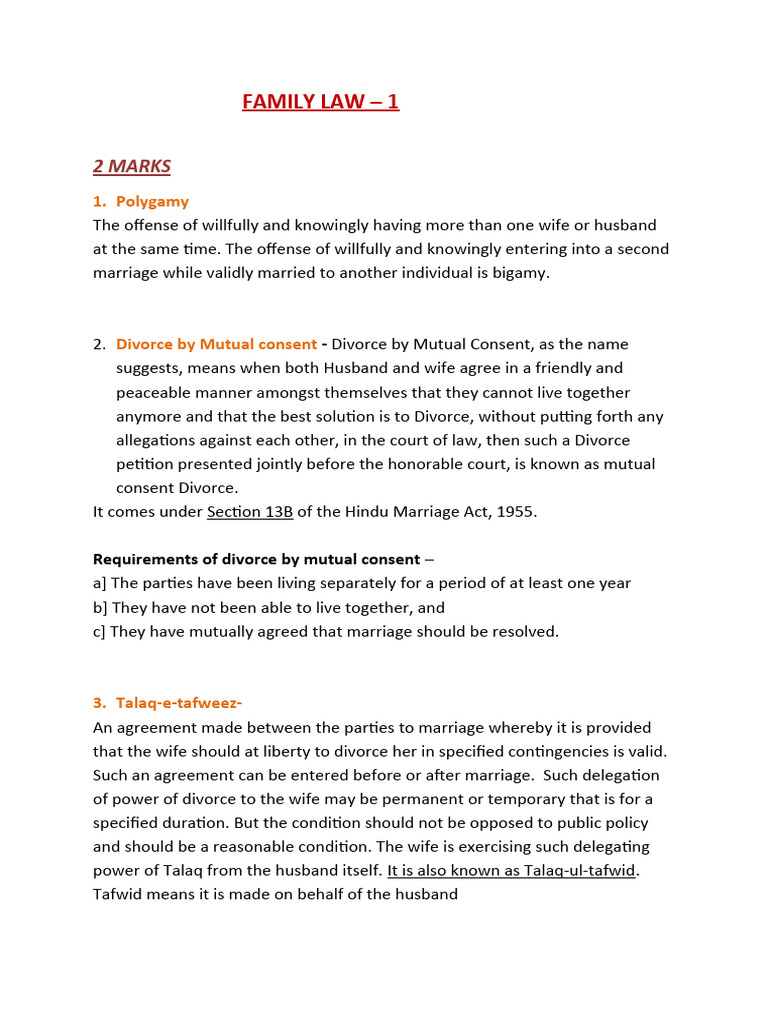 (2-1) Family Law 1 | PDF