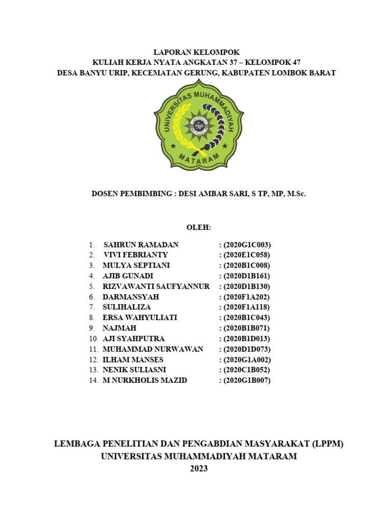 Laporan Akhir Pelaksanaan Kegiatan Kuliah Kerja Nyata | PDF Laporan Akhir Pelaksanaan Kegiatan Kuliah Kerja Nyata | PDF