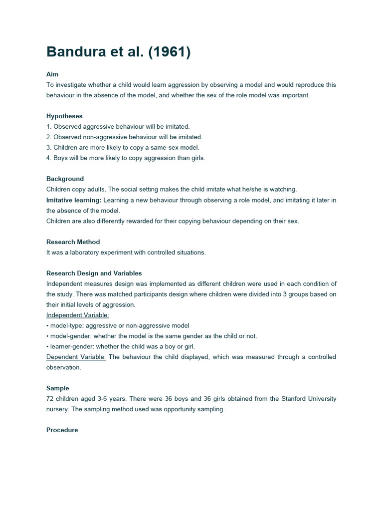 Bandura Et Al Psychology As Notes | PDF