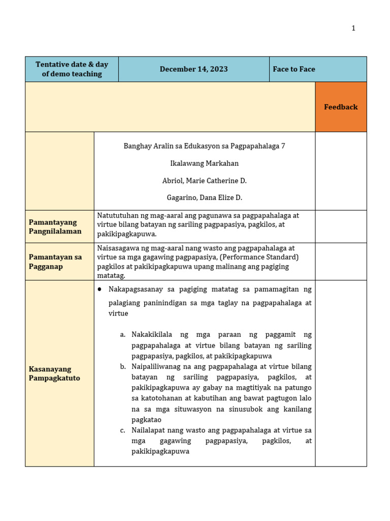 Final 6 F2f Abriol Gagarino Lesson Plan 2 Pdf