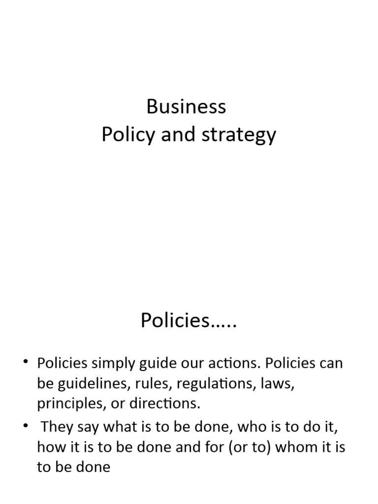 Business Policy and Strategy Overview | PDF | Business
