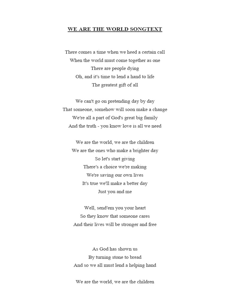 We Are The World Songtext | PDF