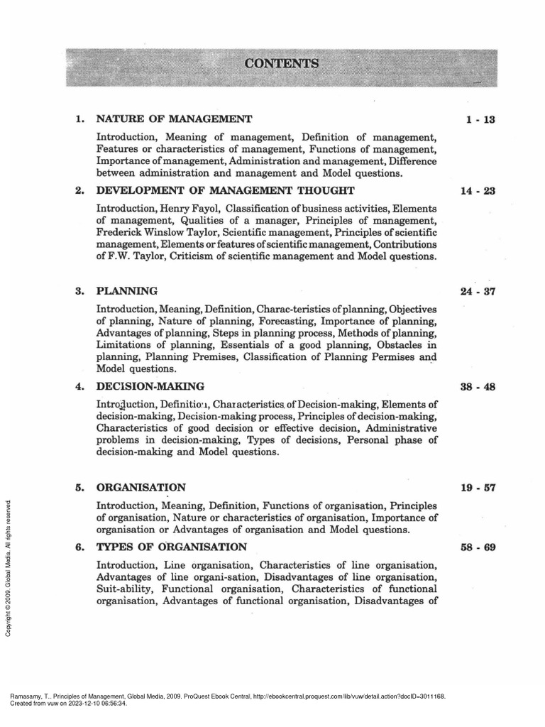 Principles of Management - (CONTENTS) | PDF | Motivational | Motivation