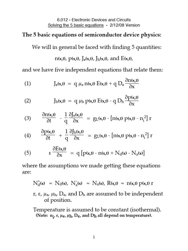 The Five Equations | PDF | P–N Junction | Materials