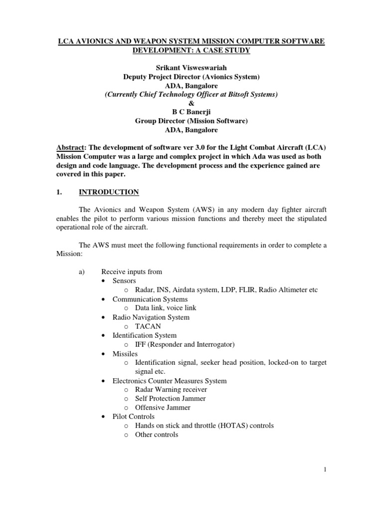 Avionics Mission Computer Case Study | PDF | Avionics | Specification ...