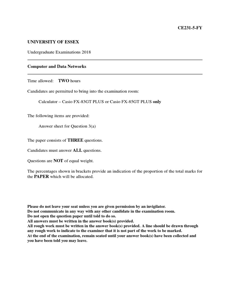 2018 Ce 231 | PDF | Computer Network | Router (Computing)