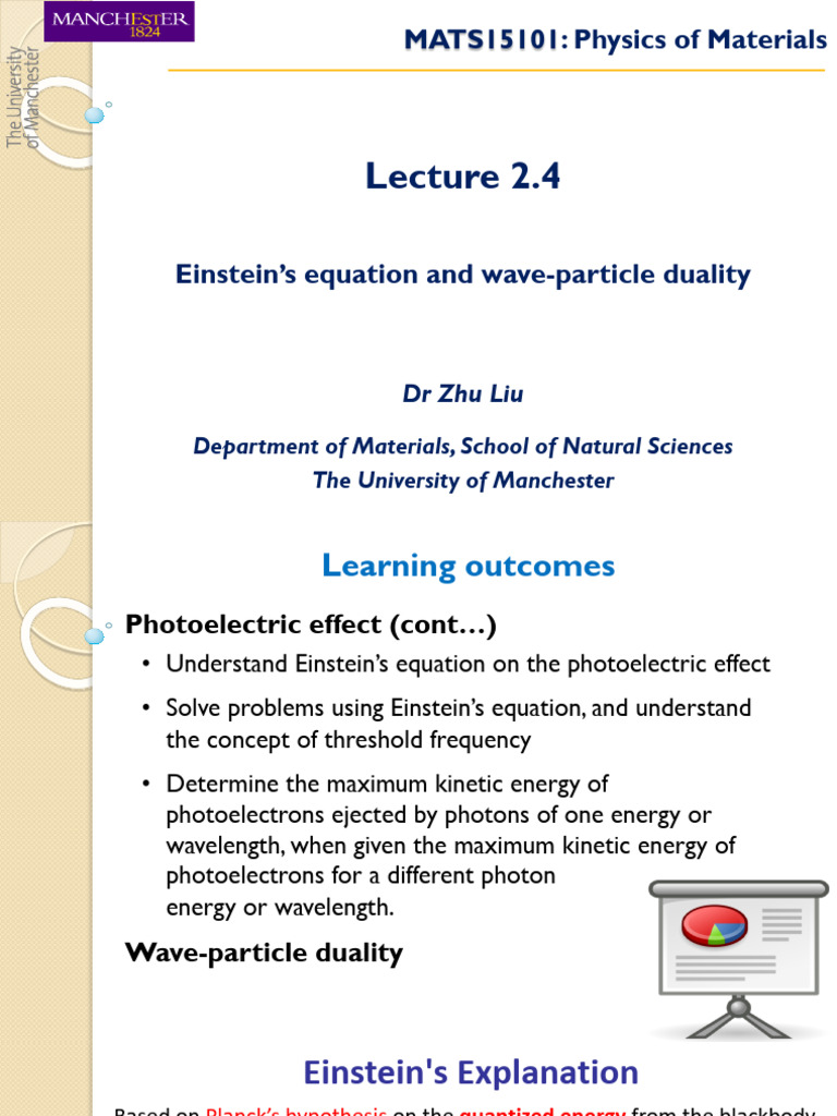 Einstein's Equation and Wave-Particle Duality | PDF | Photoelectric Effect | Photon