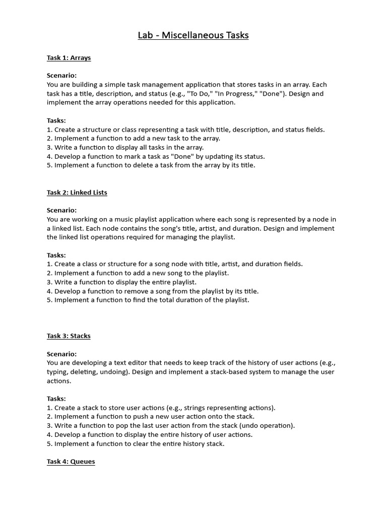 Lab Misc | PDF | Queue (Abstract Data Type) | Computer Data