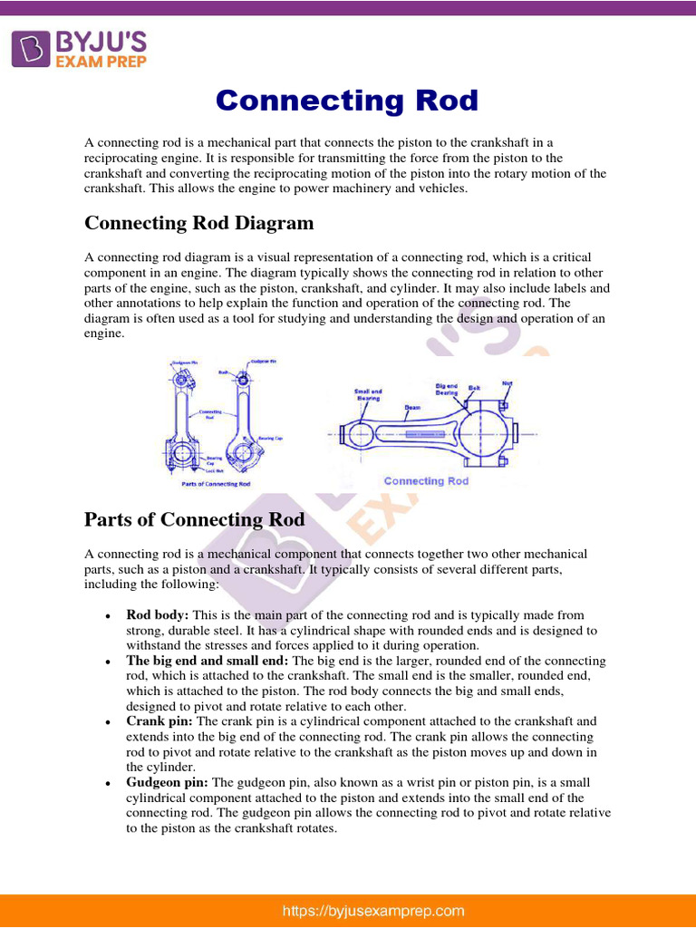 Connecting Rods: Essential Engine Parts | PDF | Home & Garden ...