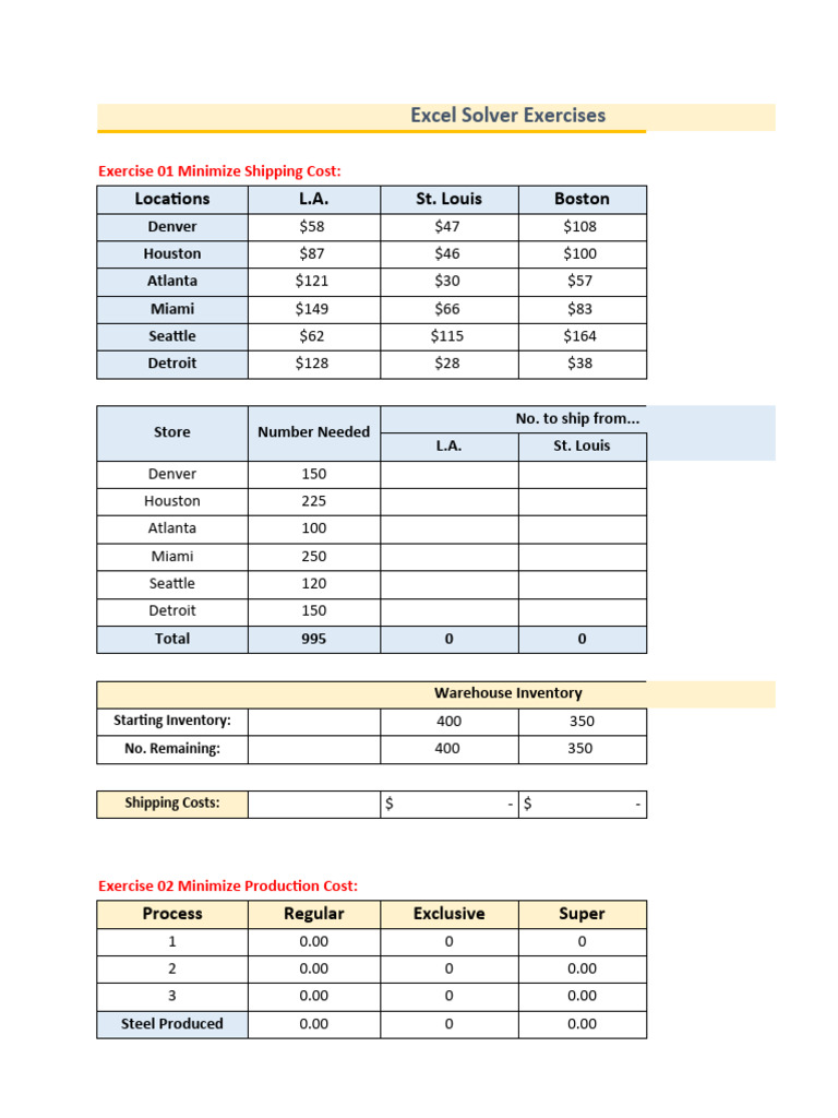 Solver Exercises | PDF