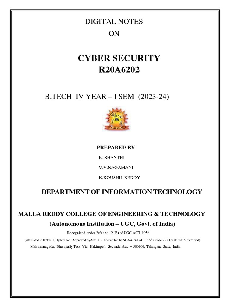 Cyber Security Pdf Security Computer Security