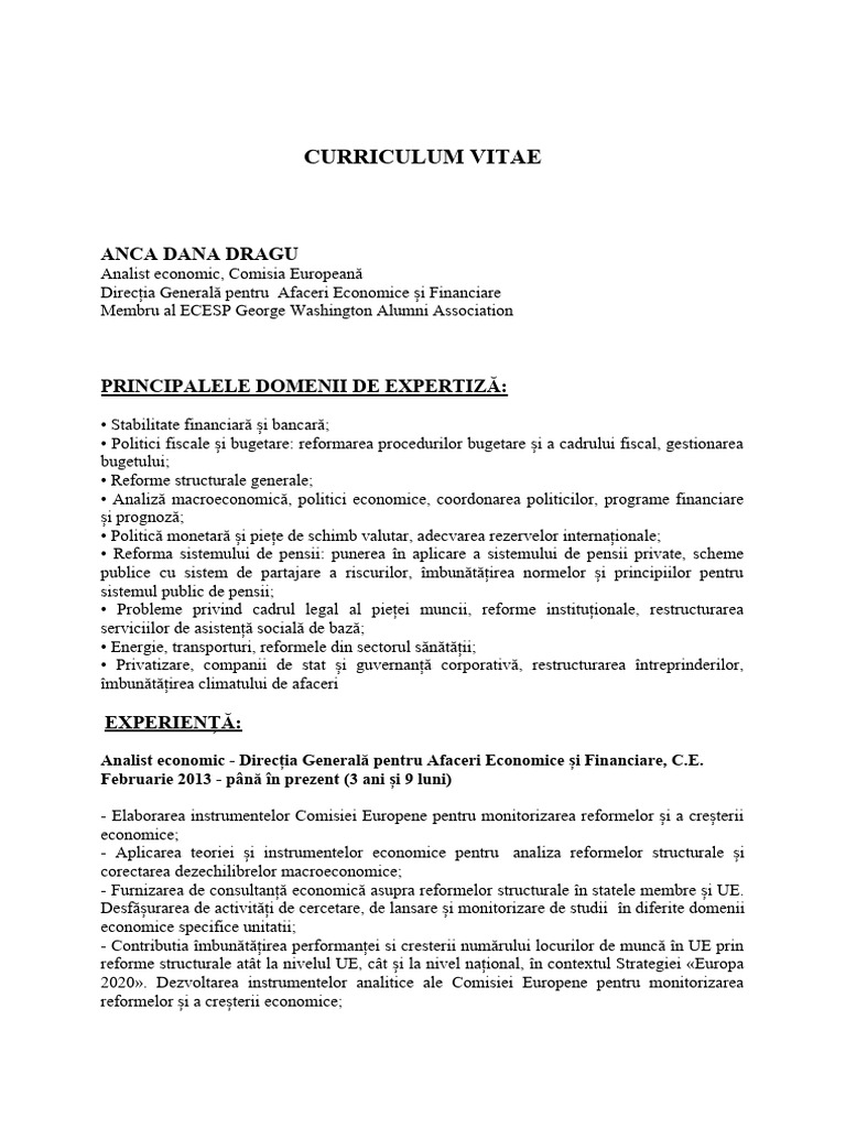 Curriculum Vitae: Anca Dana Dragu | PDF