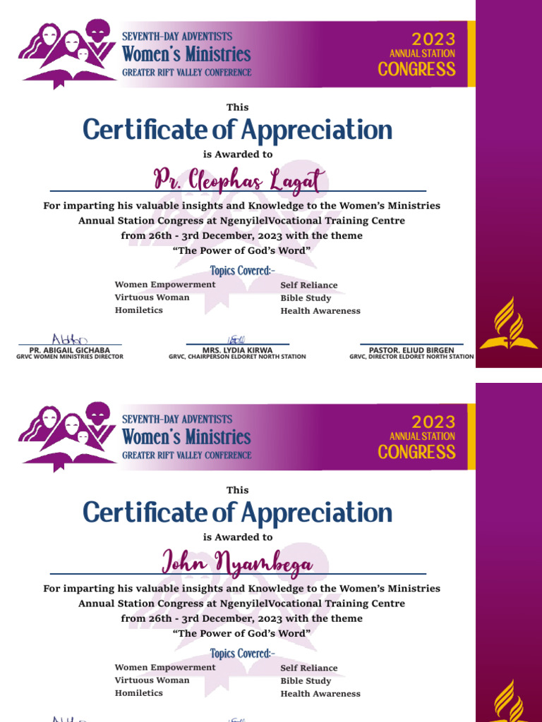 Women Ministry Cert - Speakers | Download Free PDF | Protestant ...