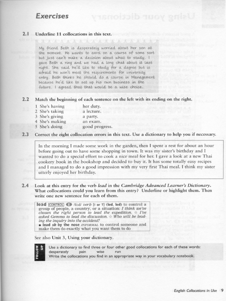 English Collocations in Use Book 2 | PDF