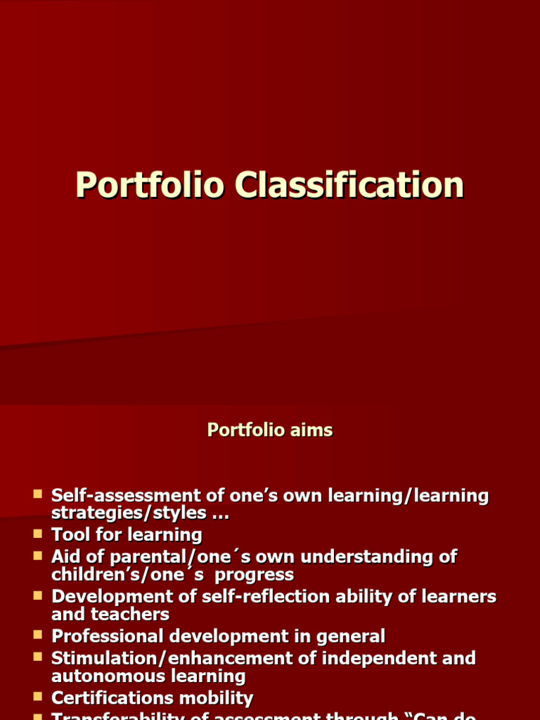 Portfolio ClassificationSts | PDF | Learning | Behavior Modification