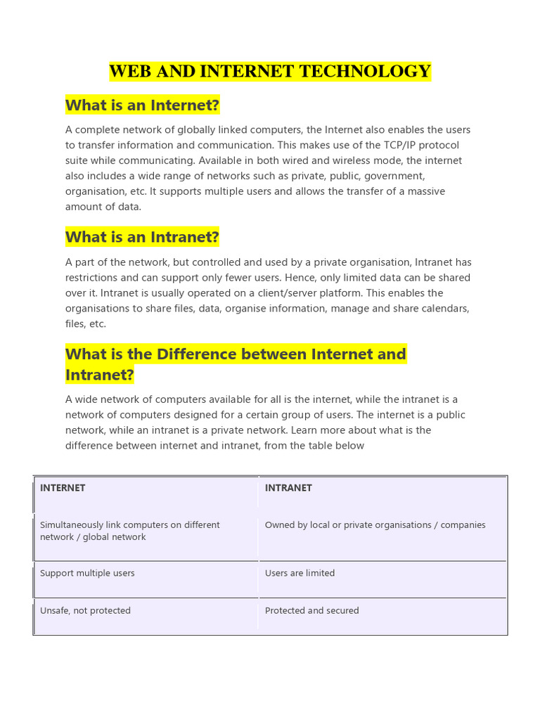 Web and Internet Technology | PDF