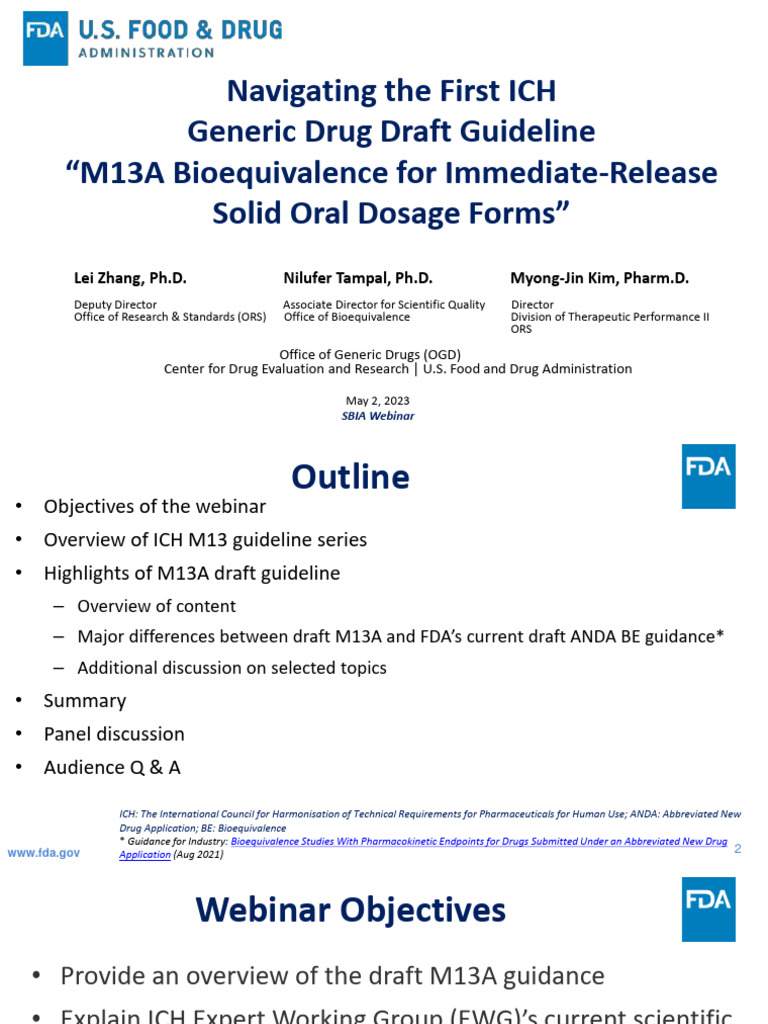 ICH M13A Webinar Slides May 2023 | PDF | Medicine | Therapy