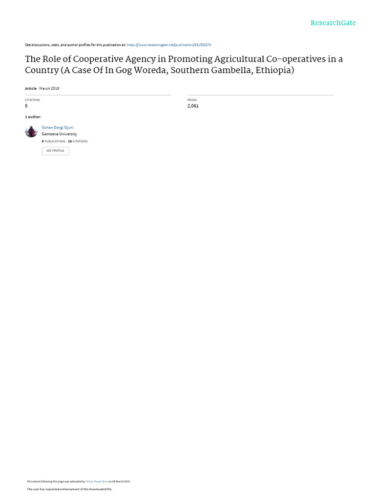 The Role of Cooperative Agency in Promoting Agricultural Co-Operatives ...