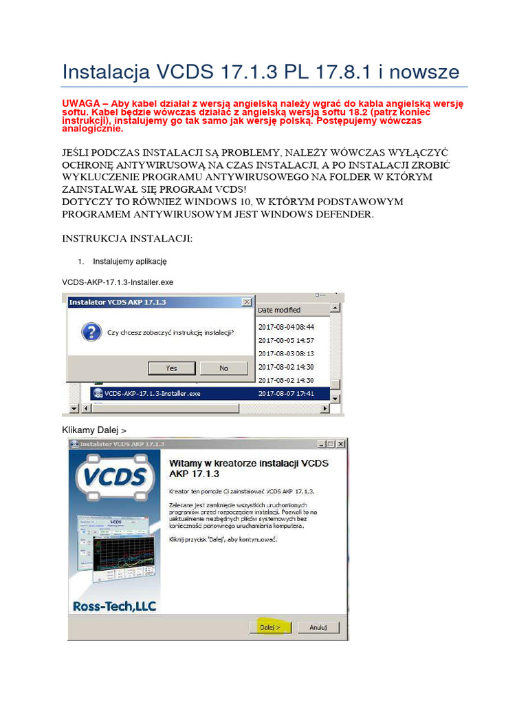 VCDS PL Instrukcja Naprawy WAZNE - CZYTAJ | PDF