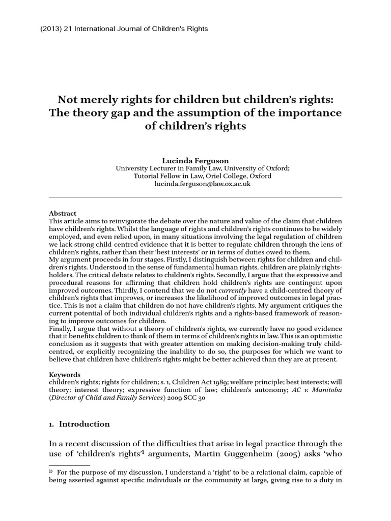 Not Merely Rights For Children But Child | PDF | Social Science | Wellness