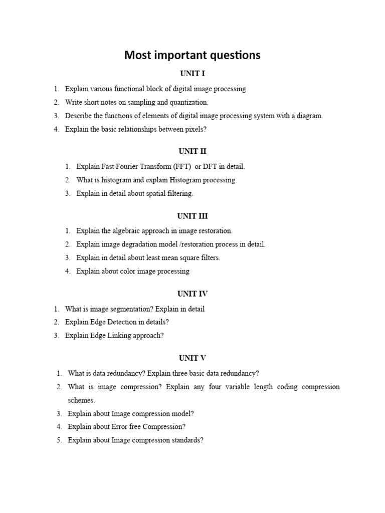 Dip Most Important Questions | PDF