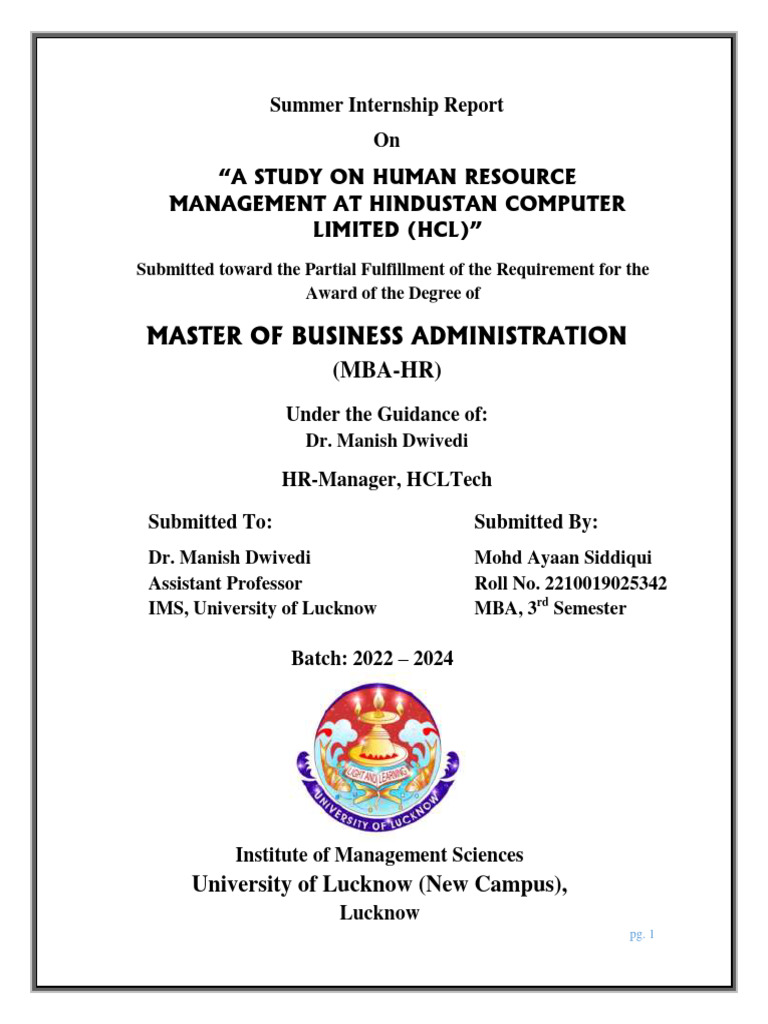 Human Resource Management at HCL | PDF | Human Resource Management | Computing