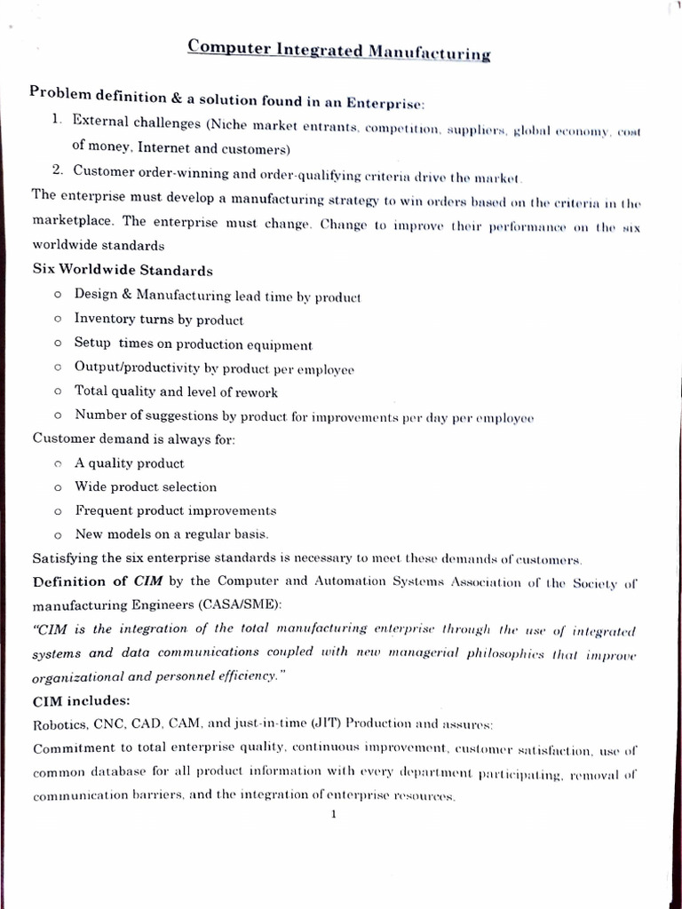 CIM Notes | PDF | Business | Business Process