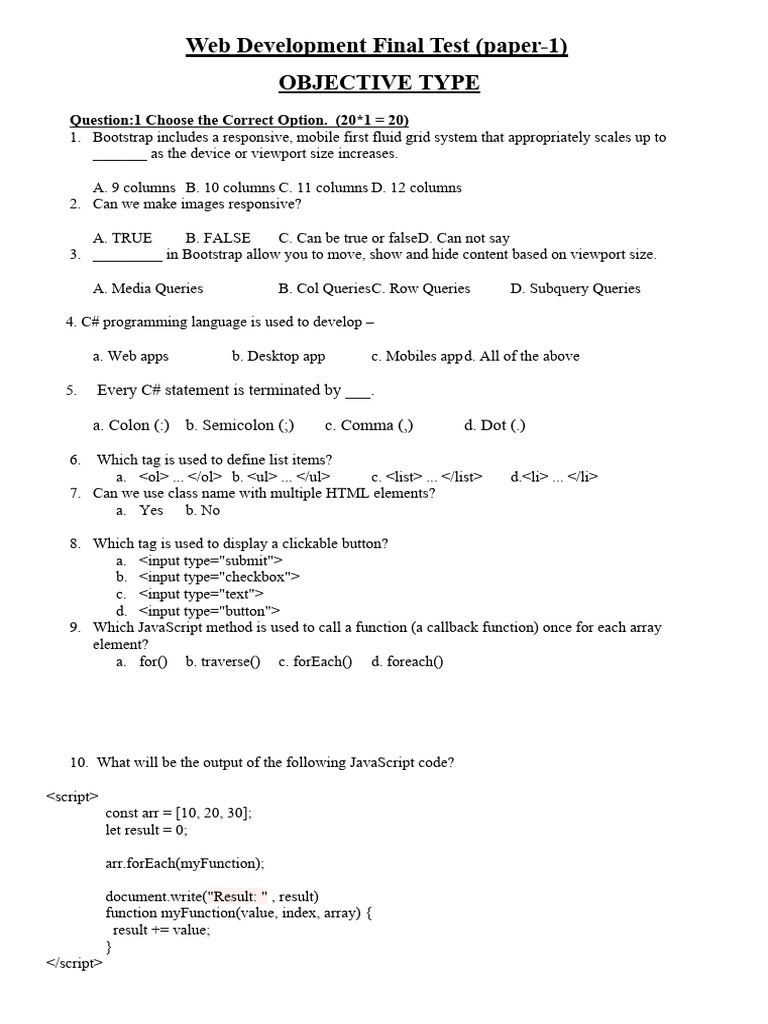 Web Development Final Papers | PDF | Java Script | Html Element